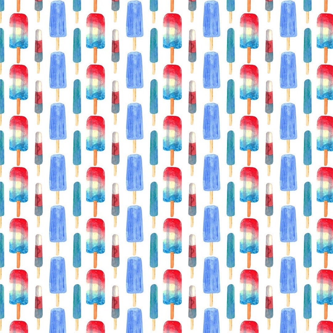 4th July Fabric, Patriotic Popsicle Ice Cream Fabric, USA Patriotic ...