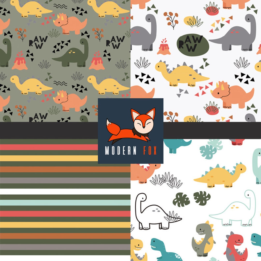 Dinosaur, Dino Dinosaurs Pattern, Dino Fabric, Dinosaur Fabric, Custom ...