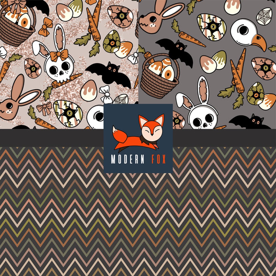 Scary Haunted Easter Fabric, Easter Bunnies Fabric, Chocolate Bunny ...
