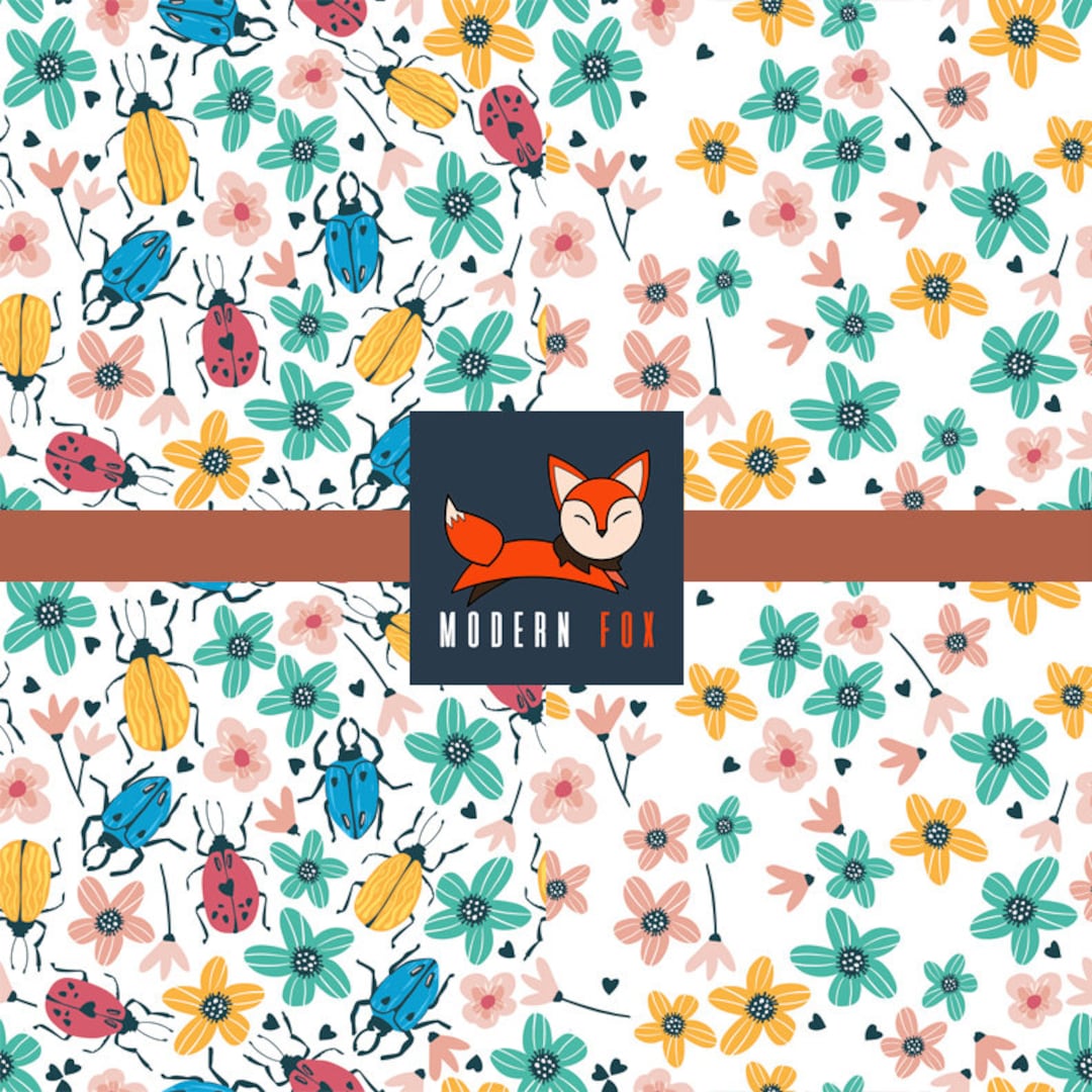 Love Bugs Fabric, Insect Fabric, Beetles, Custom Printed Fabric by the ...