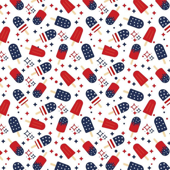 4th July Fabric Patriotic Popsicle Ice Cream Fabric USA | Etsy