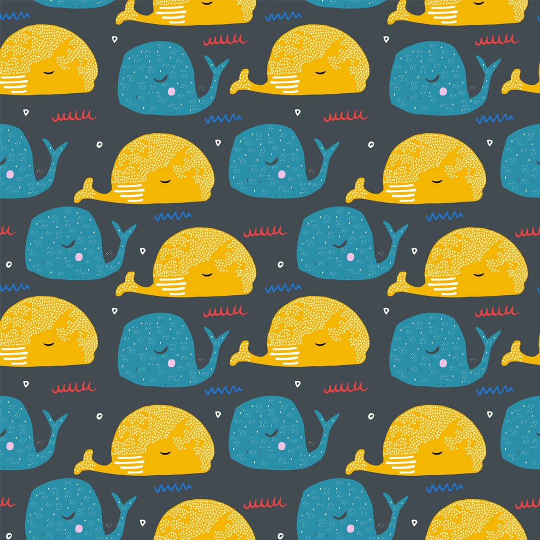 Sea Life Fabric, Ocean Life Pattern, Whale Fabric Pattern, Custom ...