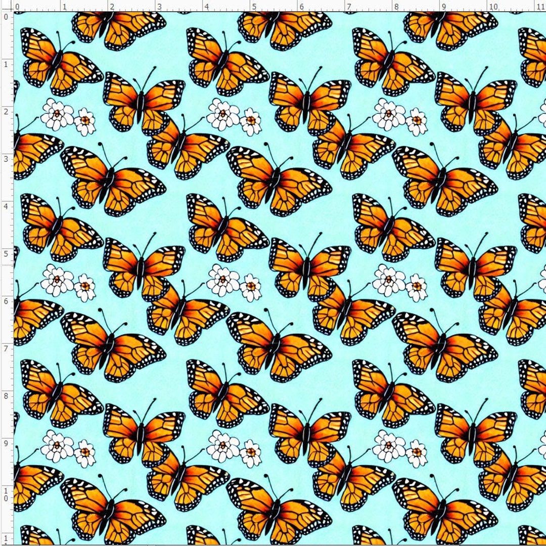 Monarch Butterfly Fabric, Spring Flower Fabric, Butterfly Fabric ...