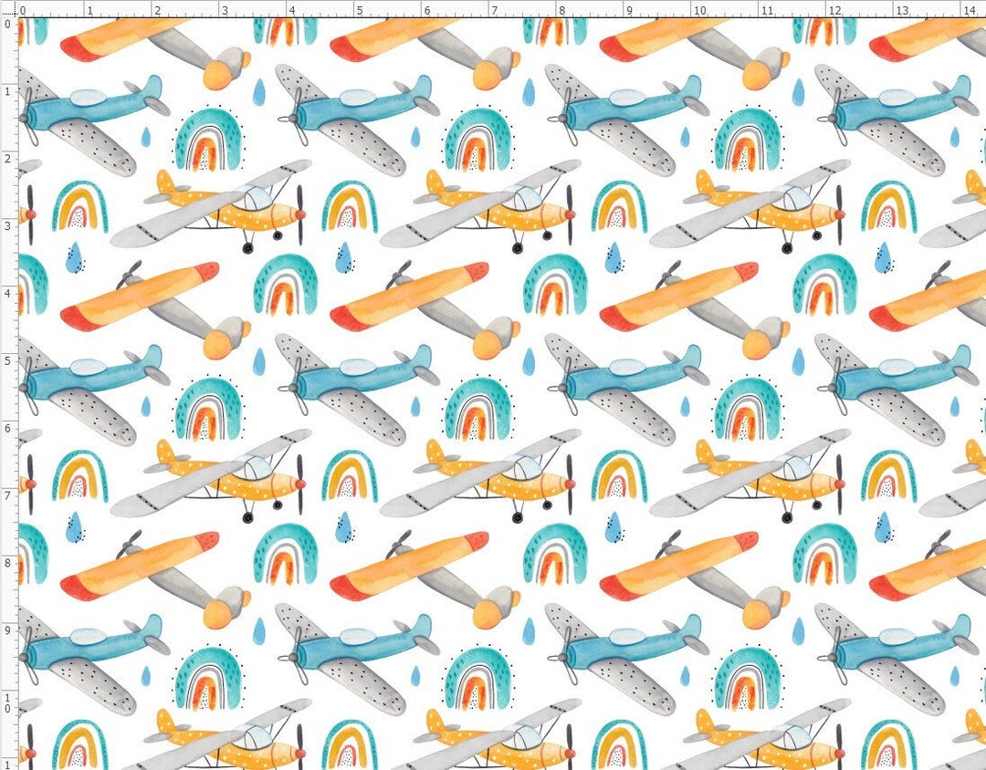 Airplane Fabric, Watercolor Airplane Fabric, Custom Printed Fabric by ...