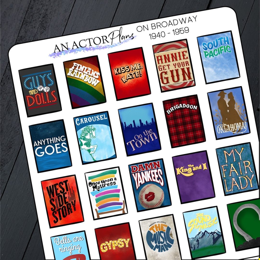 On Broadway // 1940 - 1959 // Theater Poster Planner Journal Sticker ...