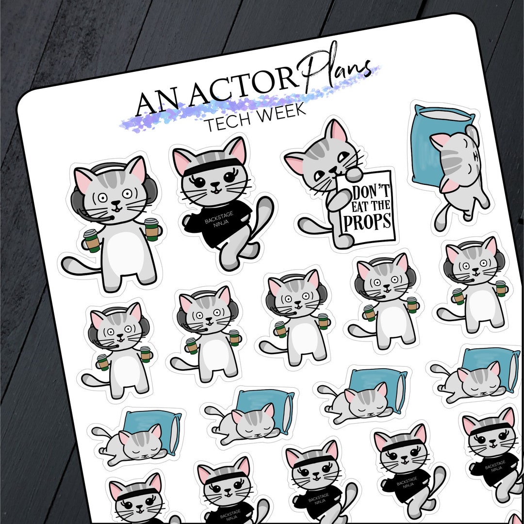 Tech Week - Mabel the Cat - Theater Sticker - Etsy
