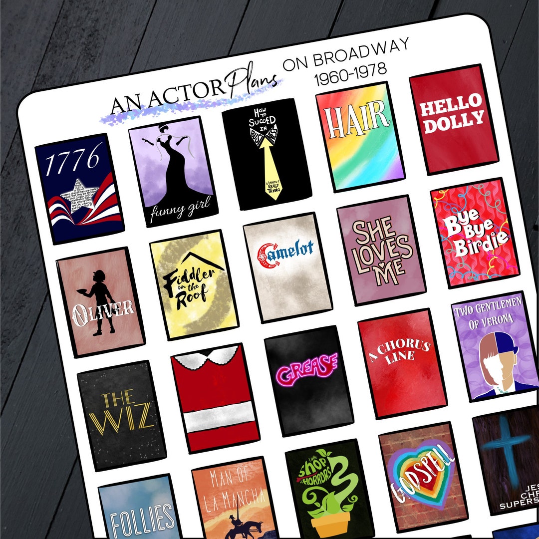 On Broadway // 1960 - 1978 // Theater Poster Planner Journal Sticker ...