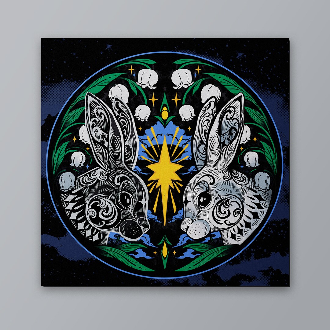 Celestial Rabbit Art Print - 8x8 Square Lily of the Valley Illustration ...