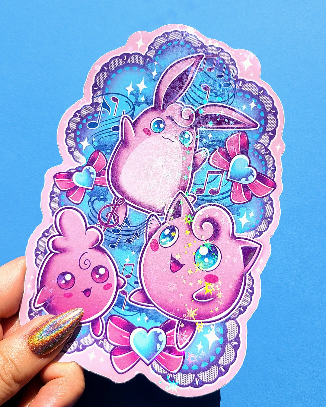 Jiggypuff Family BIG Holographic Glitter Sparkle Sticker Decal - Etsy