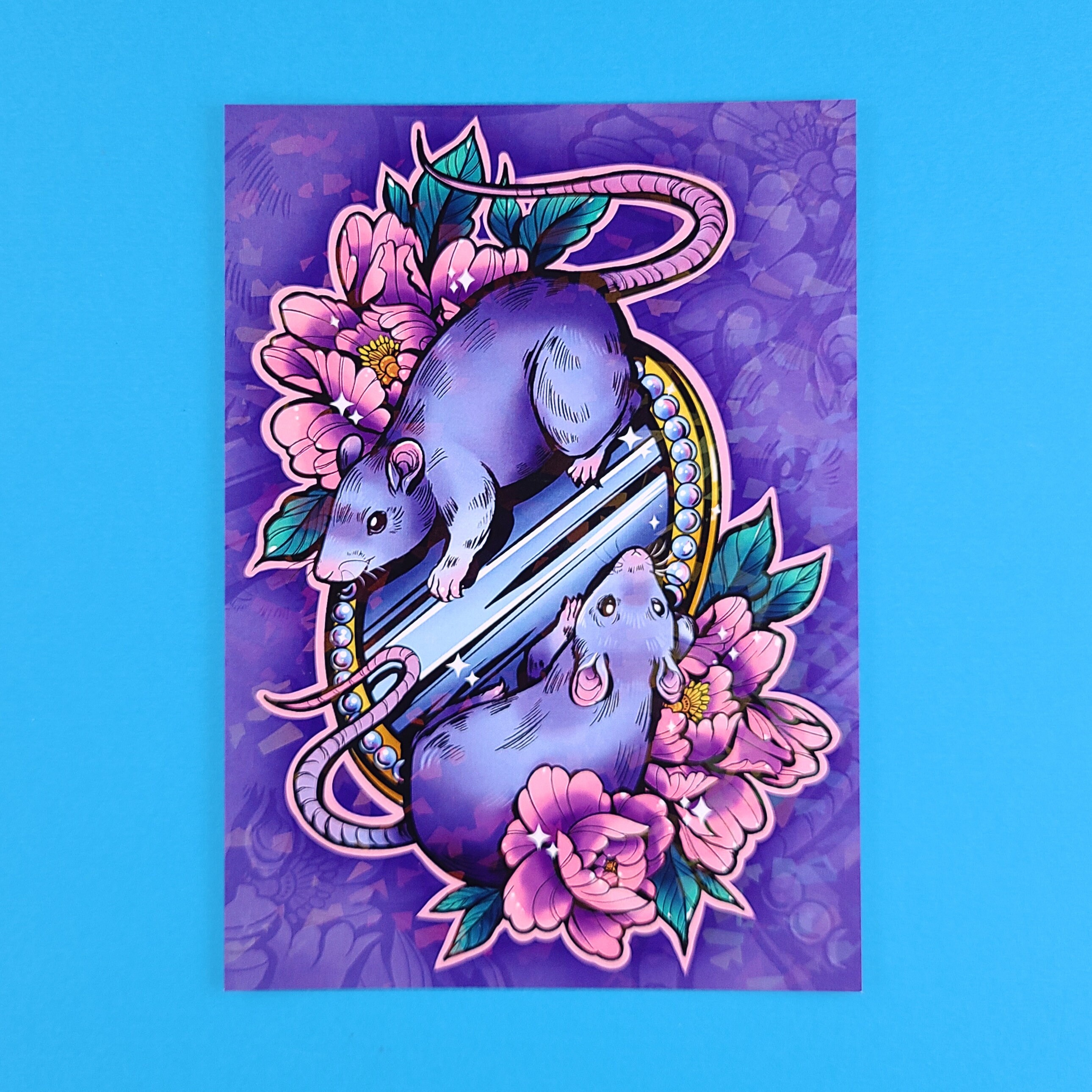 Cute Rats Sparkle Print 5x7 Print | Etsy