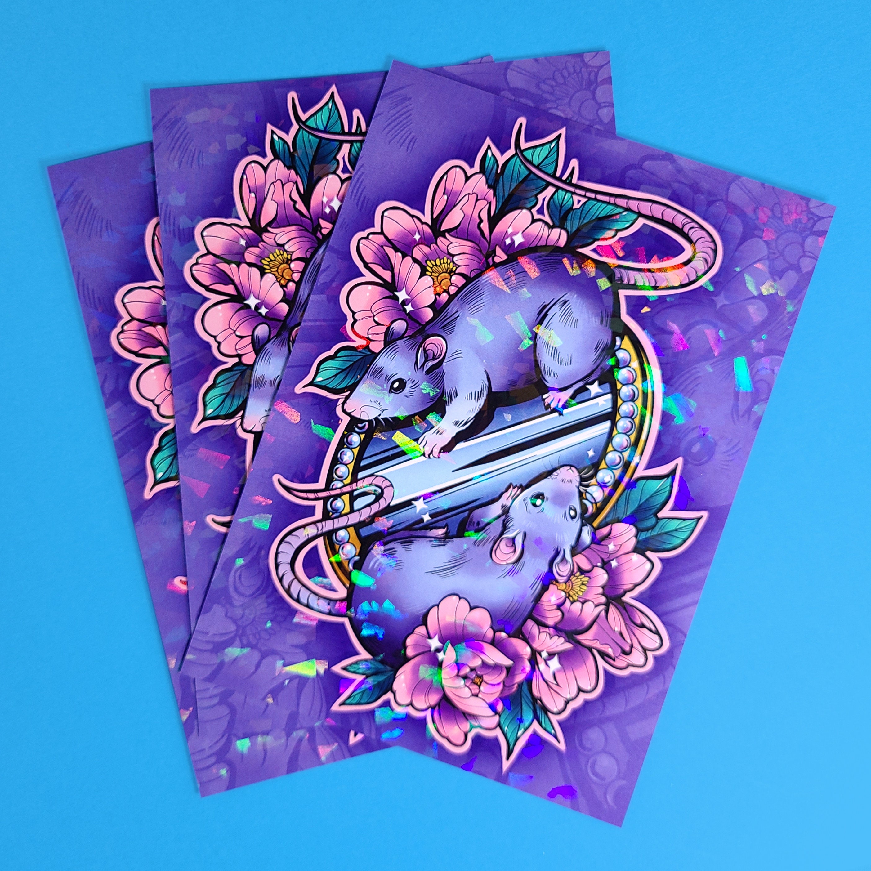 Cute Rats Sparkle Print 5x7 Print | Etsy