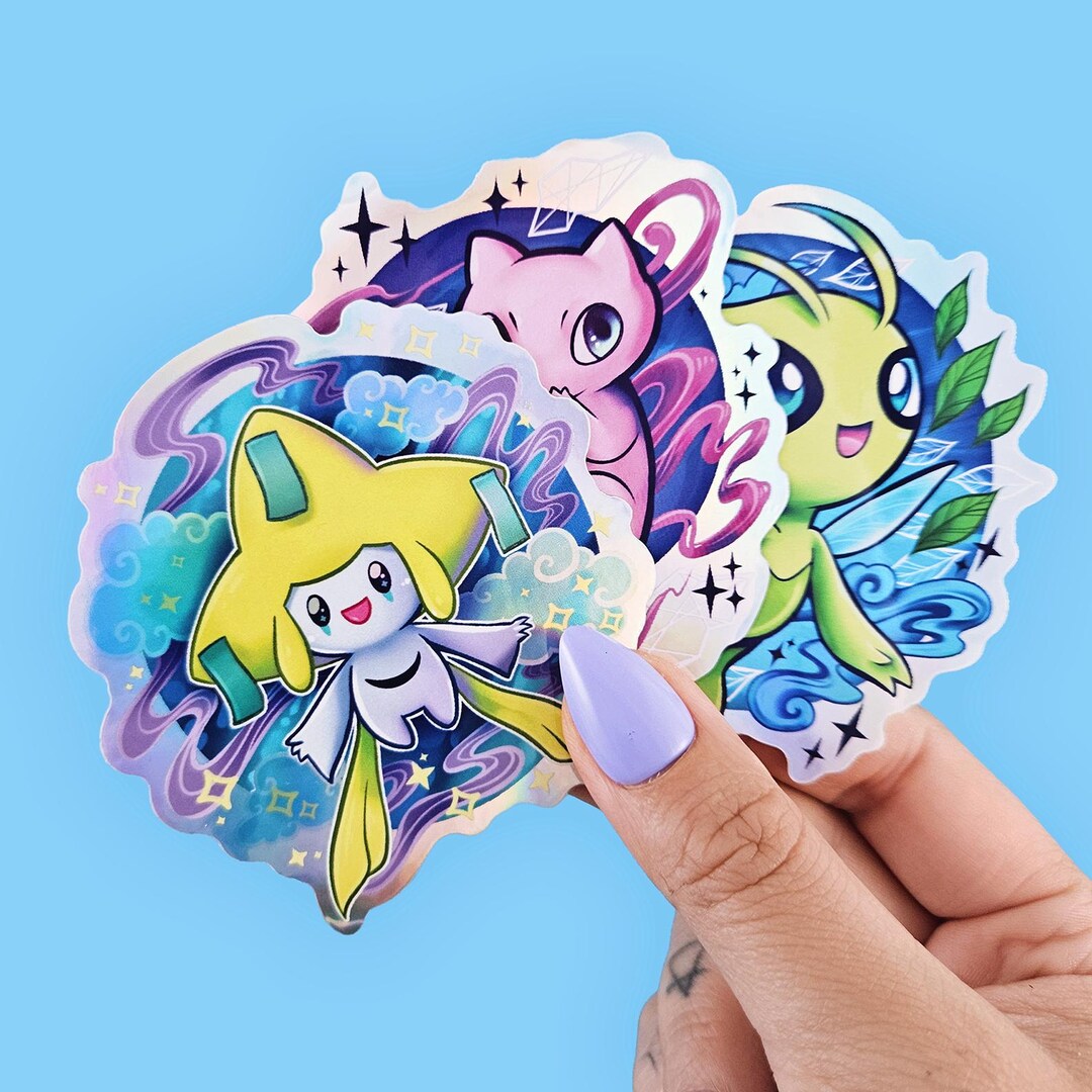 Mew, Celebi, Jirachi Clear Holographic Vinyl Sticker - Etsy