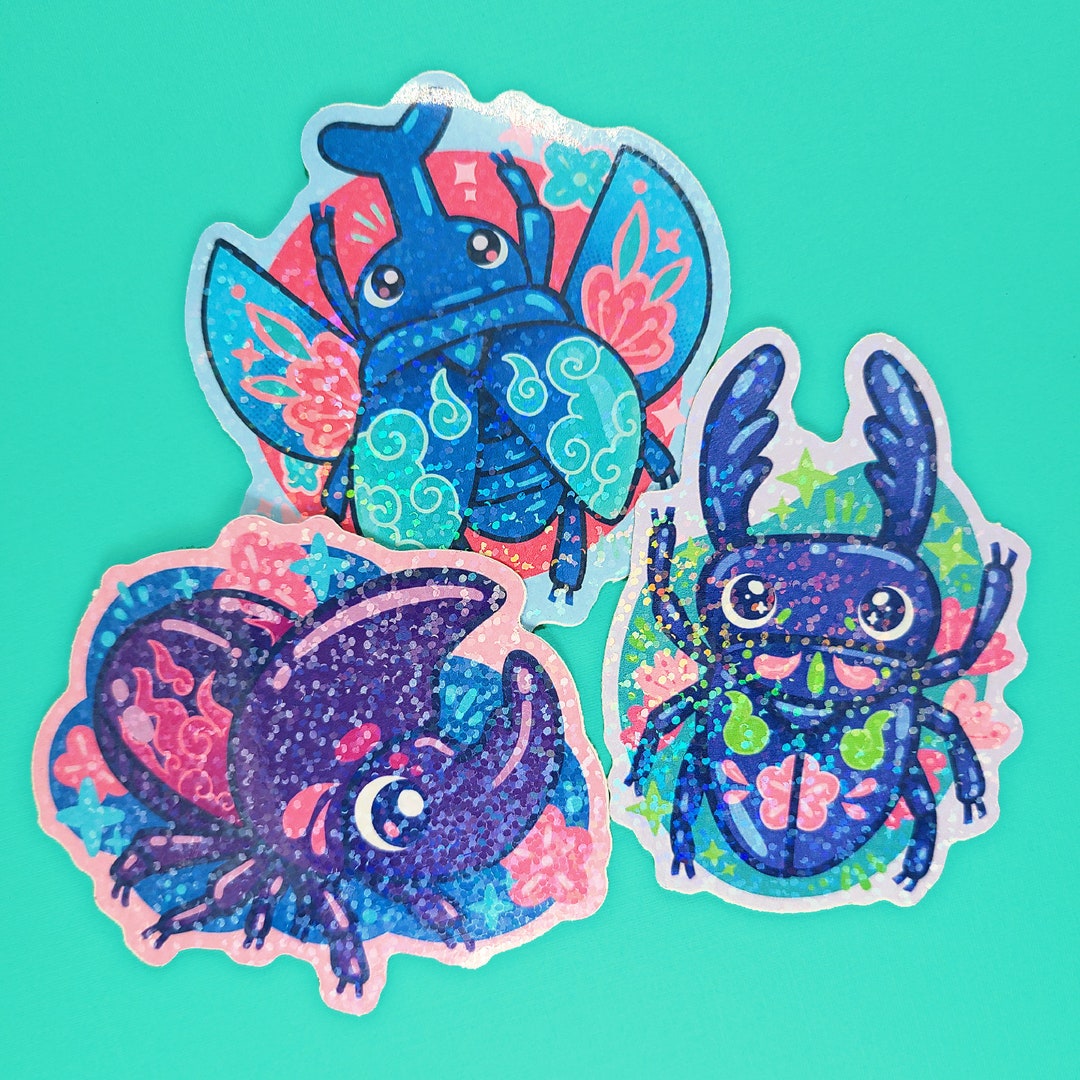 Little Beetles Holographic Glitter Vinyl Sticker Sticker Set - Etsy