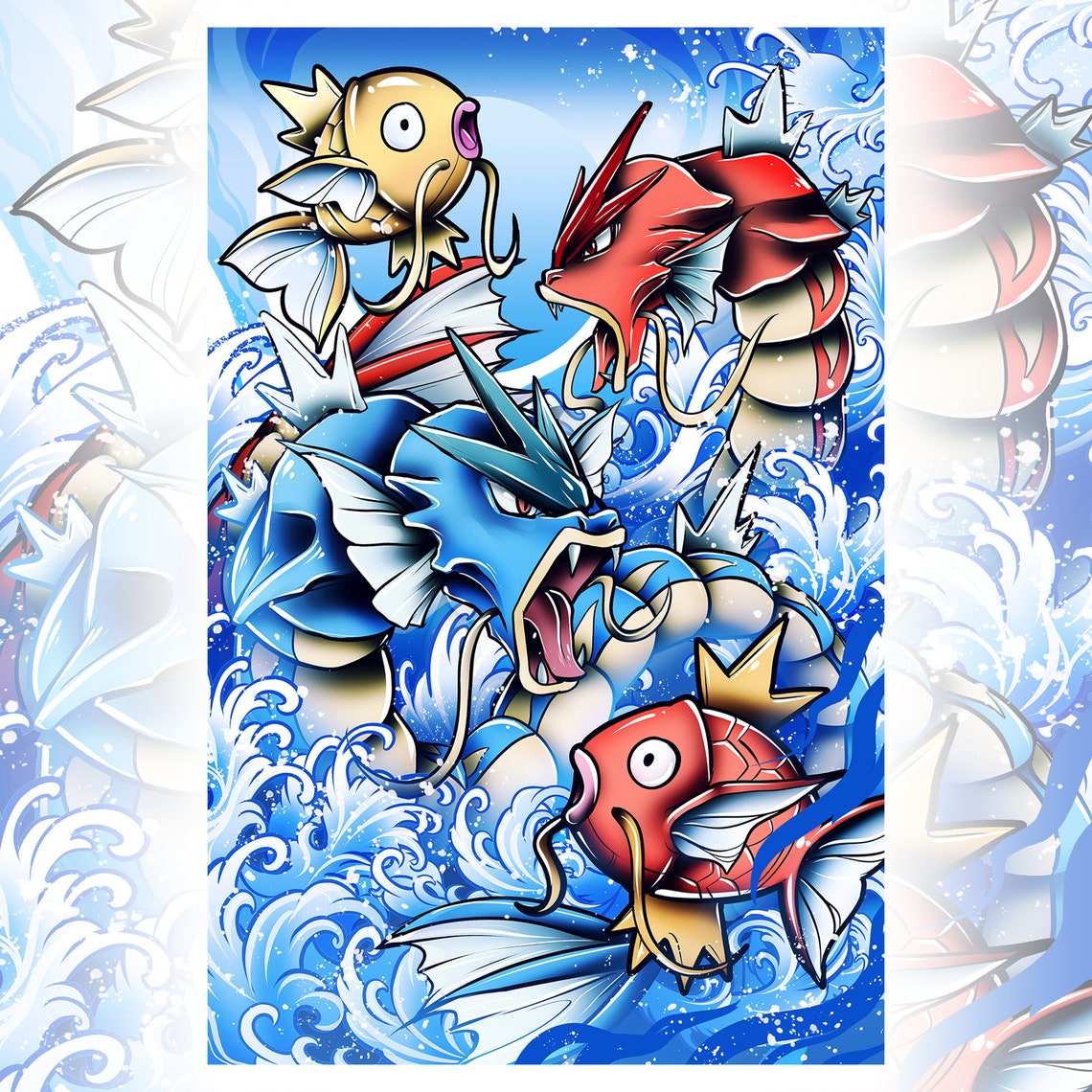 Magikarp and Gyarados 11" X 17" Poster - Etsy