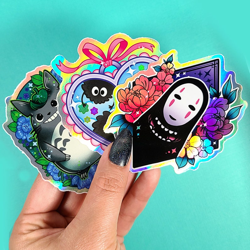 Totoro, Lil Soot, Noface, Vinyl Sticker Pack, Holographic Sticker Set ...
