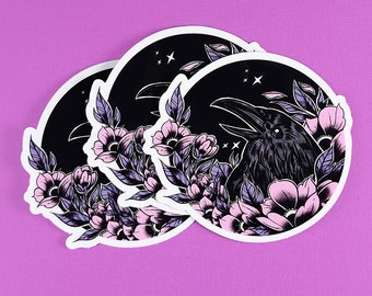 Large Watercolor Raven Vinyl Sticker - Etsy