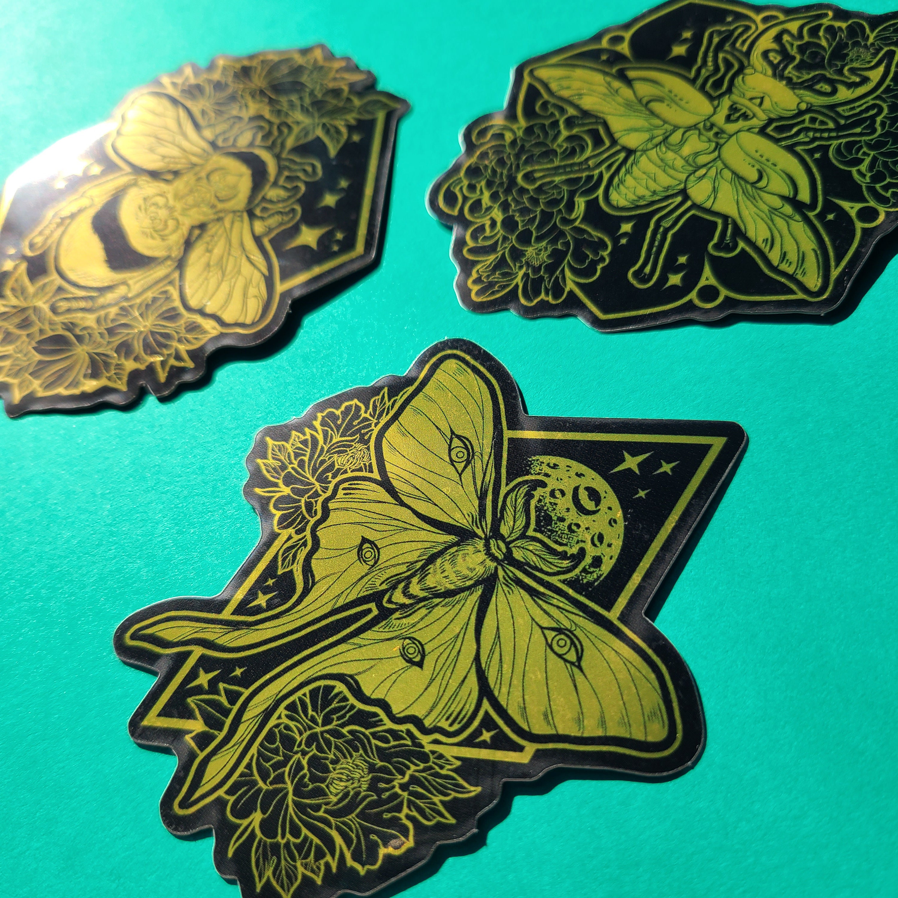 Metallic Gold Insects Sticker Set Bee Moth Beetle Bug | Etsy