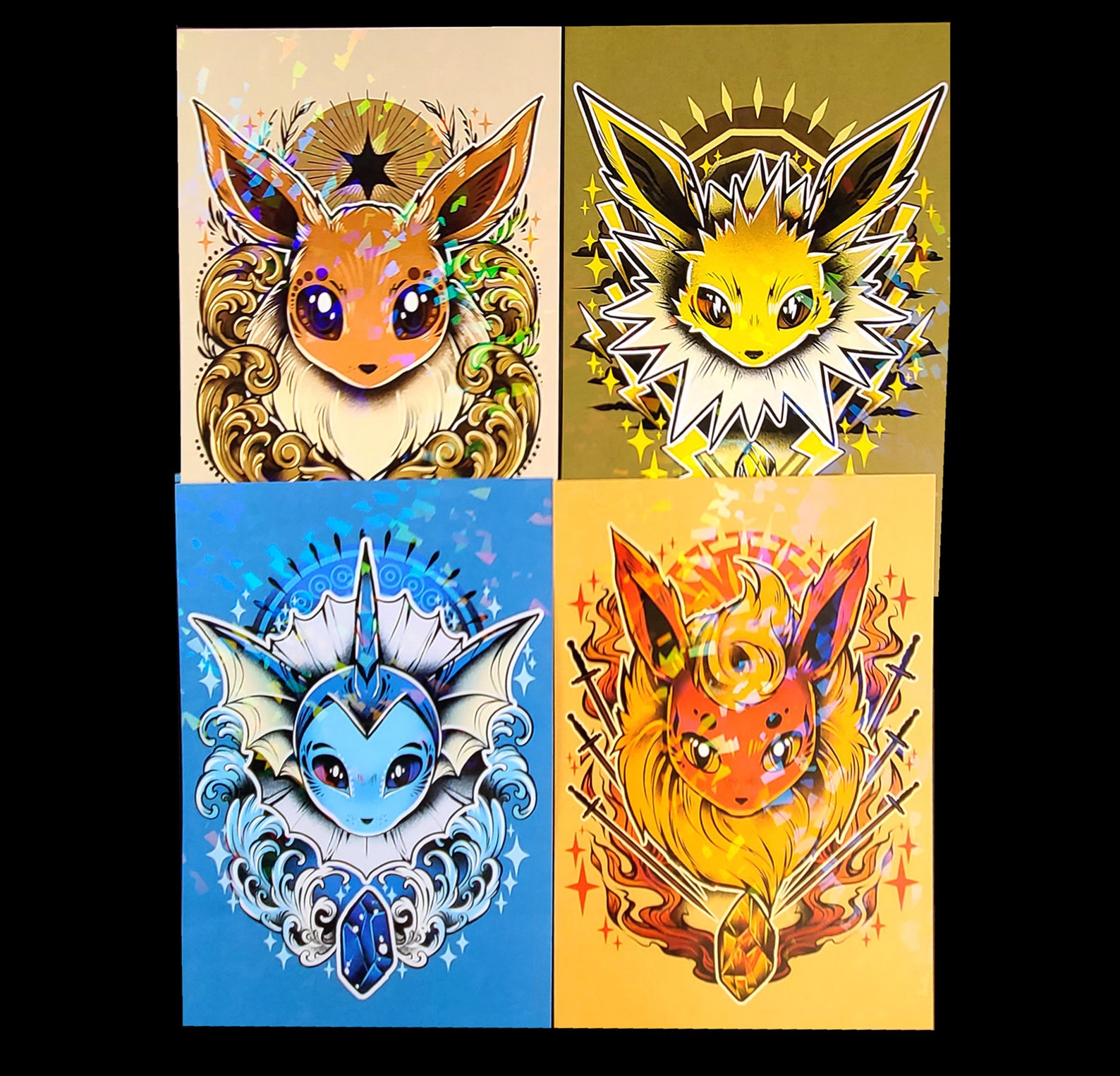 Eeveelution Pokemon Sparkle Art Print Set 5x7 - Etsy