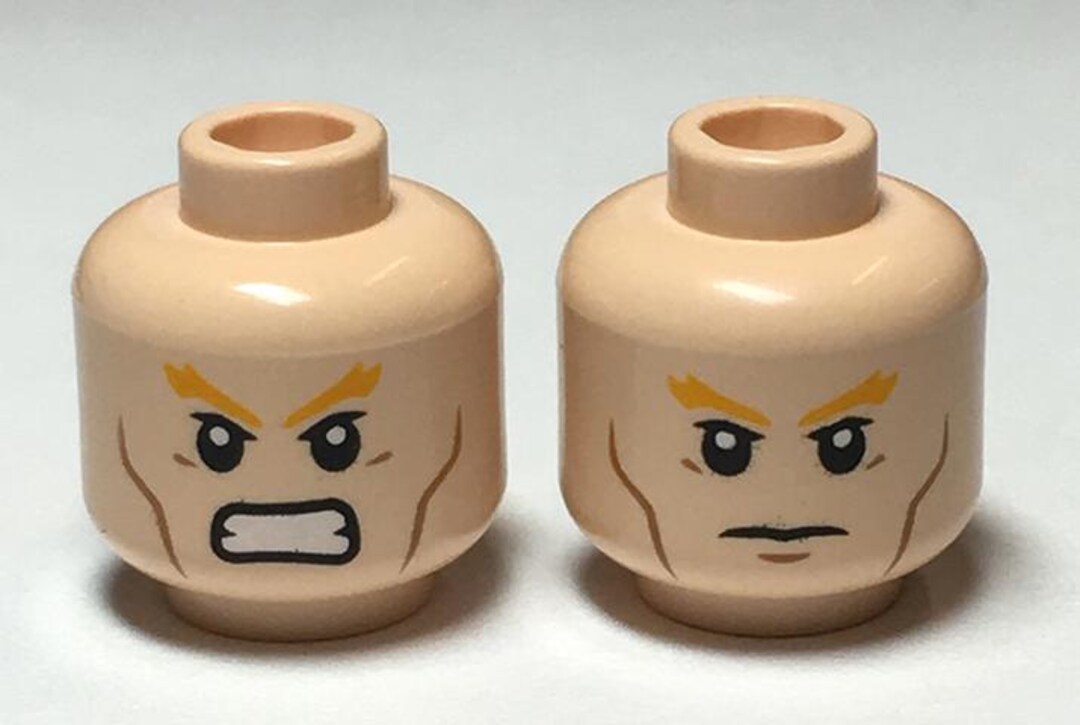 Lego Minifigure, Head Dual Sided Bushy Orange Eyebrows, Cheek Lines ...