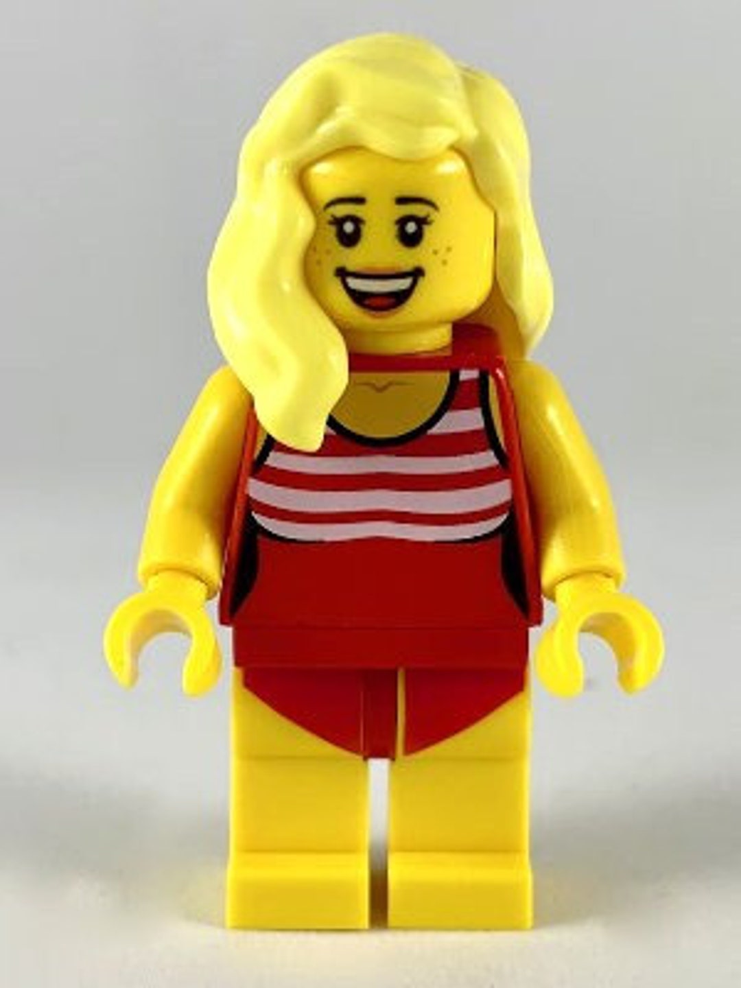 Lego MINIFIGURE Pool Beach Lifeguard Swimmer - Female, Red Swimsuit ...
