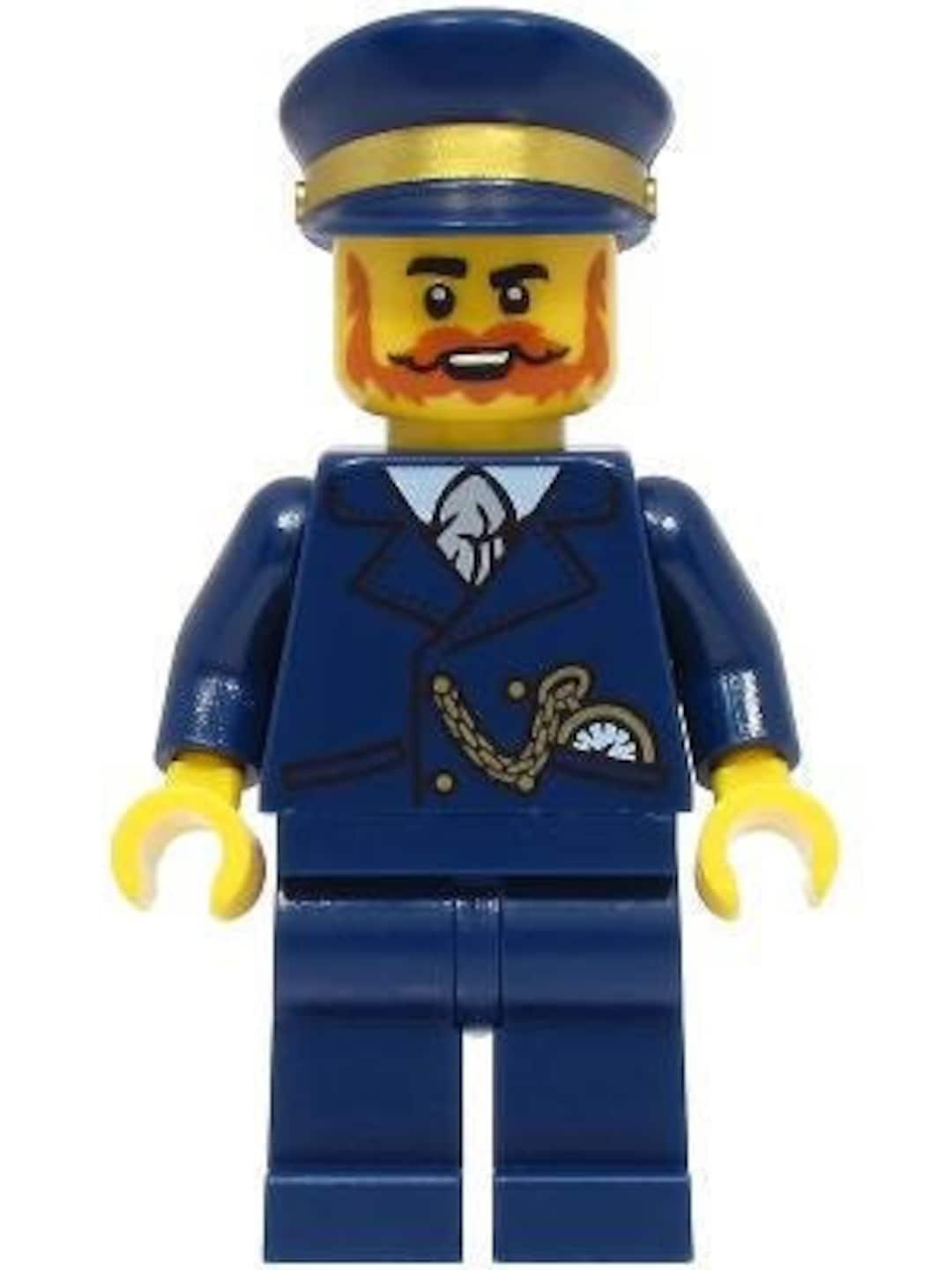 Lego MINIFIGURE Railway Station Manager - Dark Blue Suit and Cap - Etsy