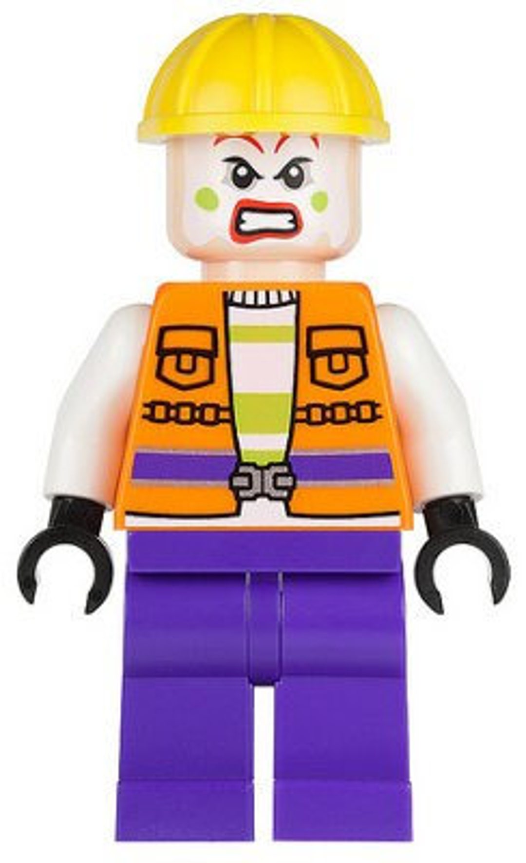 Lego MINIFIGURE Joker's Goon - Construction Outfit, Orange Jacket ...