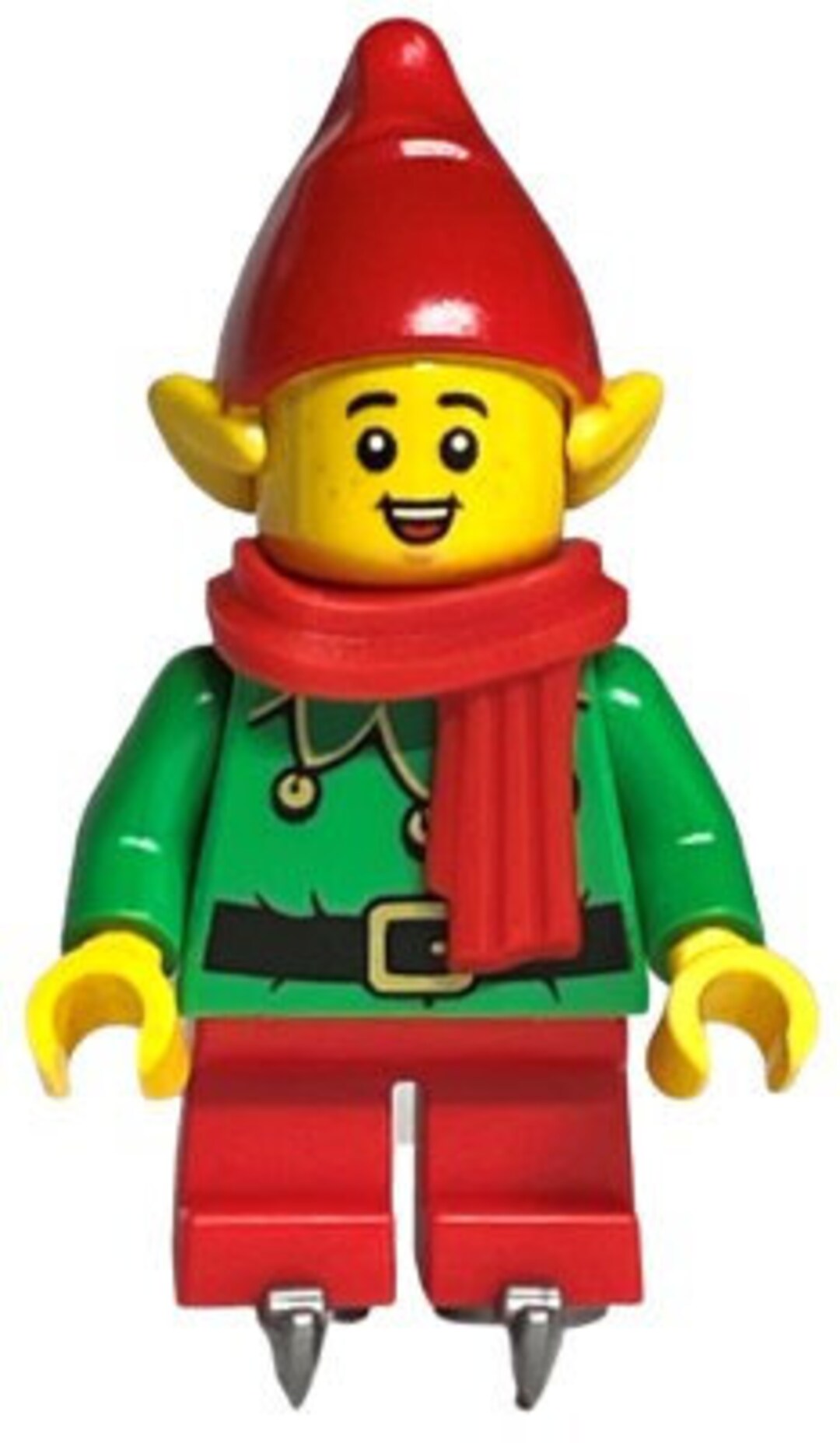 Lego MINIFIGURE Holiday Elf - Red Hat and Scarf, Ice Skates Santa Claus ...