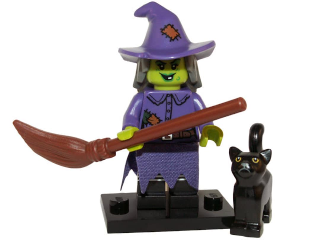 Lego MINIFIGURE LEGO Halloween Wacky Witch - W/ Purple Dress Black Meow ...