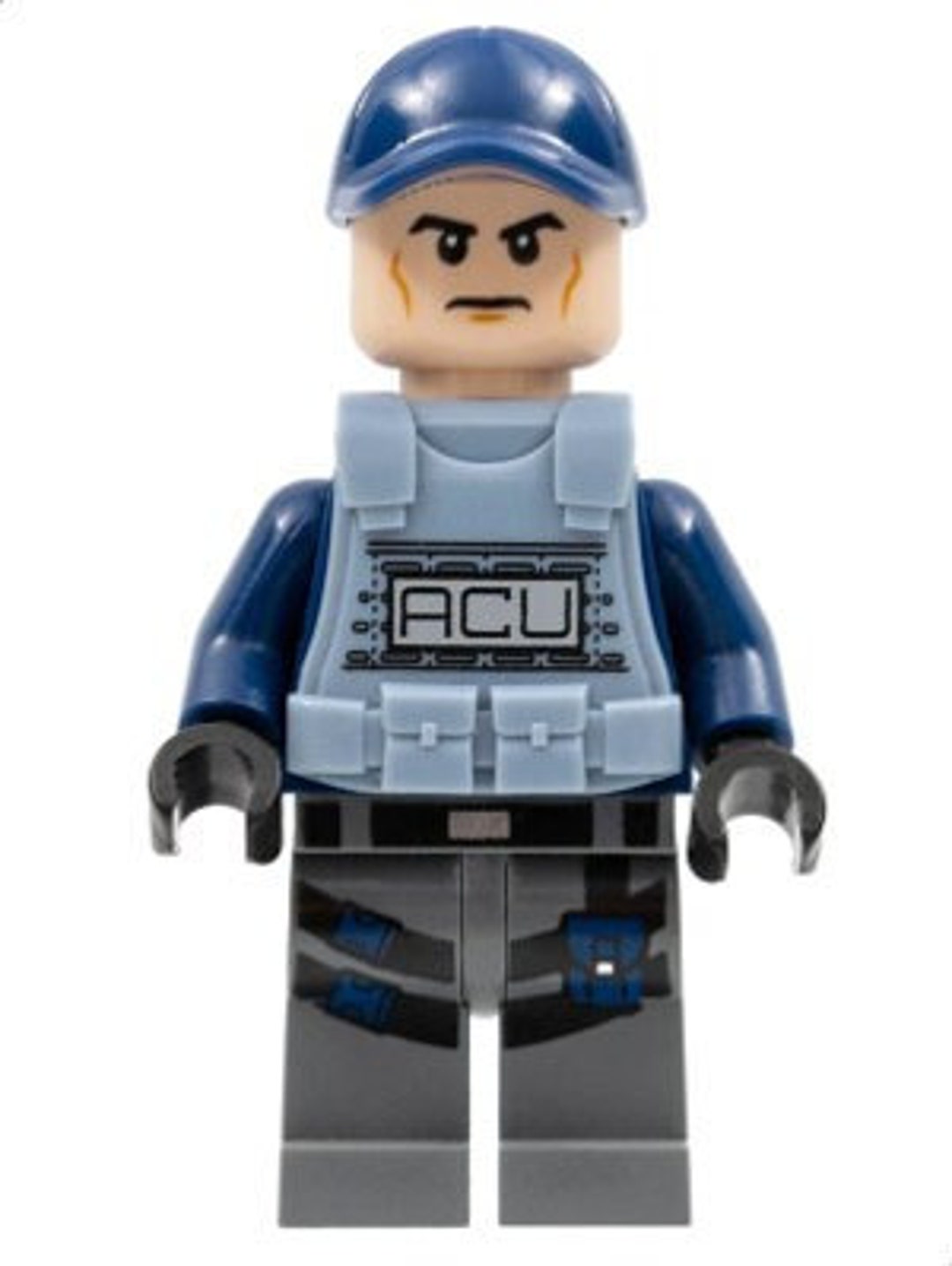 Lego MINIFIGURE Cop SWAT ACU Trooper - Male, Dark Blue Cap, Light ...