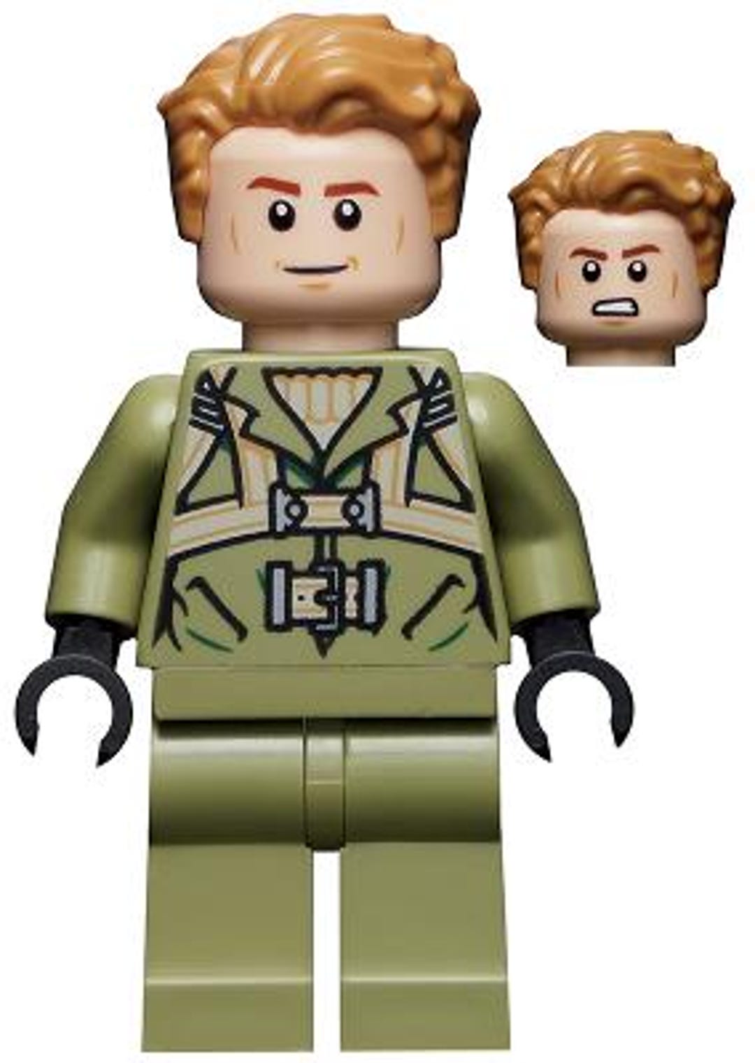 Lego MINIFIGURE Steve Rogers, Hair Swept Left Tousled Army Olive Green ...