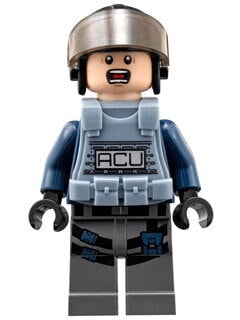 Lego MINIFIGURE Cop SWAT ACU Trooper Male, Black Aviator Cap With Trans ...