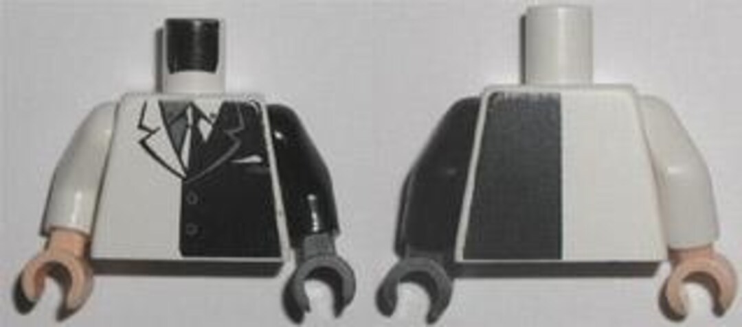 Lego Torso Batman Suit With Black Half Panel, Tie Pattern Black Arm ...