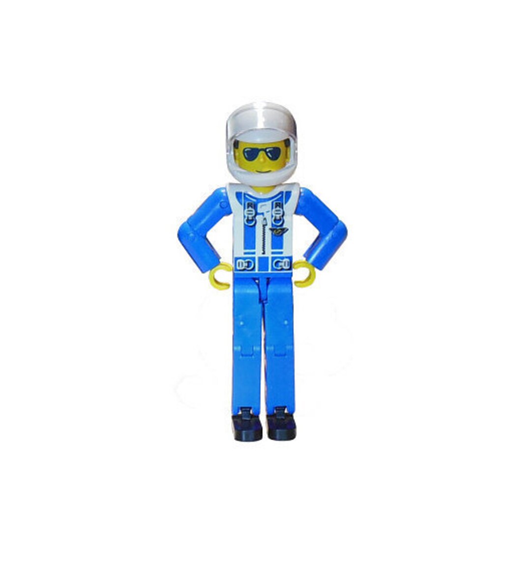 Technic Figure Blue Legs, White Top With Zipper & Shoulder Harness ...
