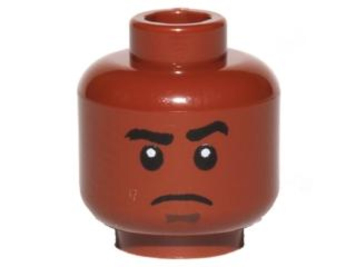 Lego Minifigure, Head Black Eyebrows, Left Raised, Dark Brown Chin ...