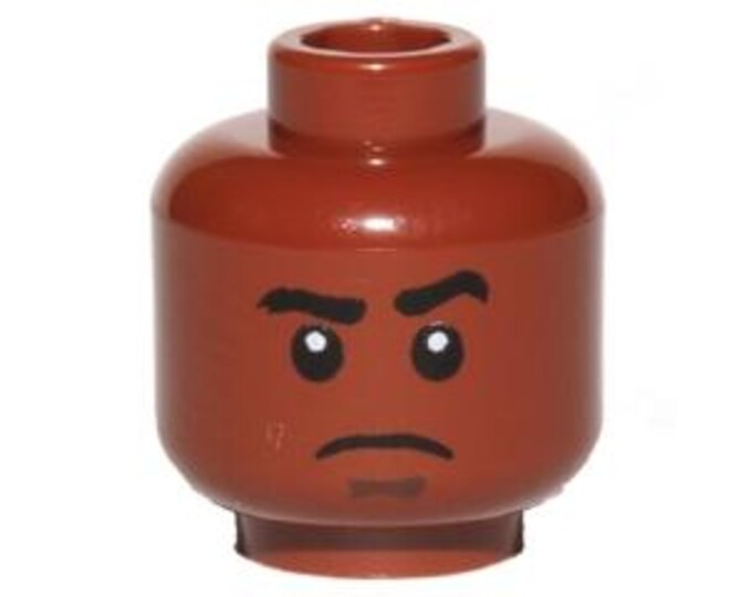 Lego Minifigure, Head Black Eyebrows, Left Raised, Dark Brown Chin ...