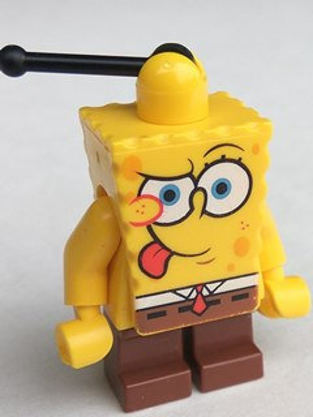 Lego MINIFIGURE Spongebob - Intent Look, Tongue Out Thinking Stupid - Etsy