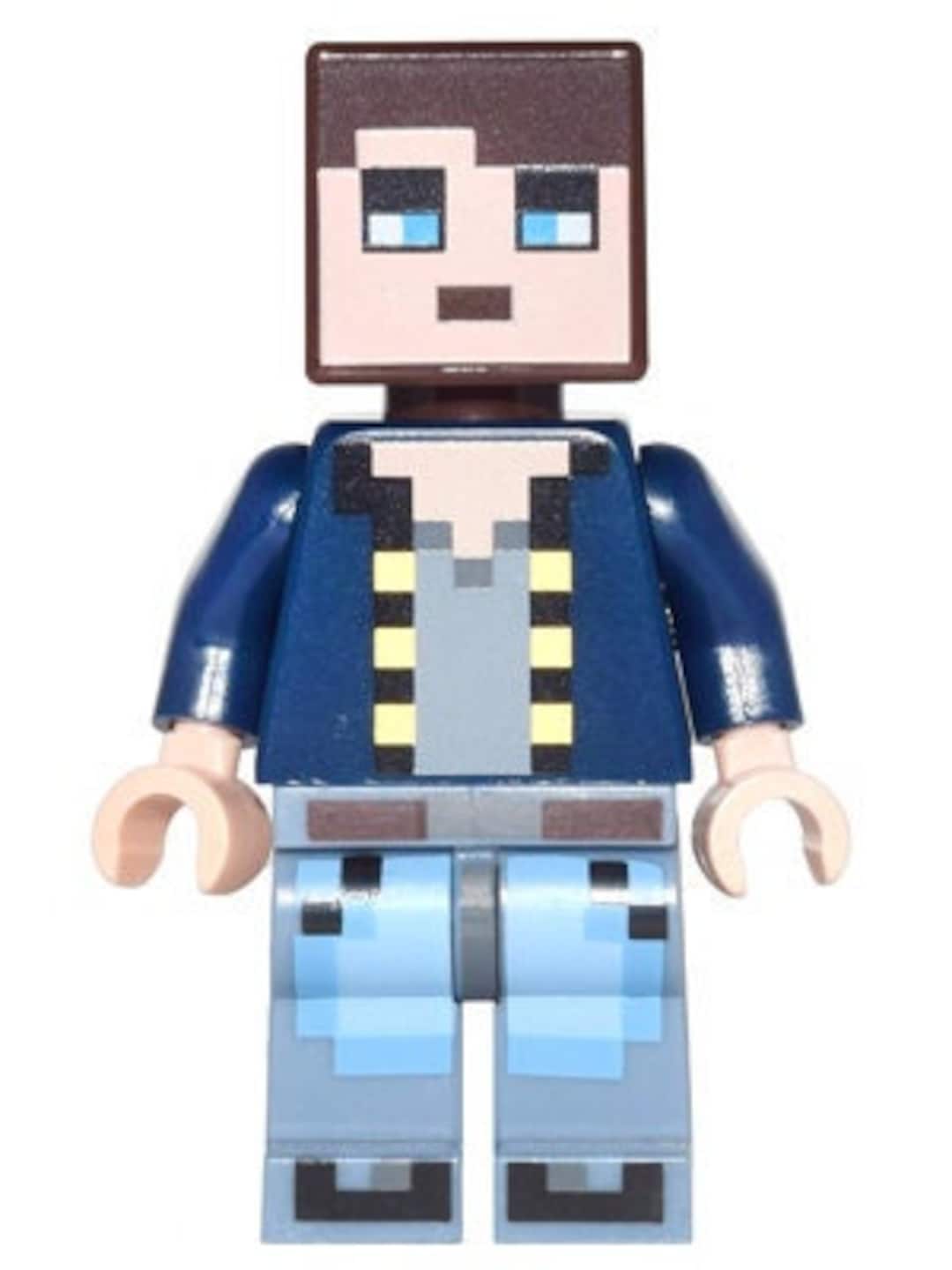 Lego MINIFIGURE Minecraft Skin 8 Pixelated, Dark Blue Jacket and Bright ...