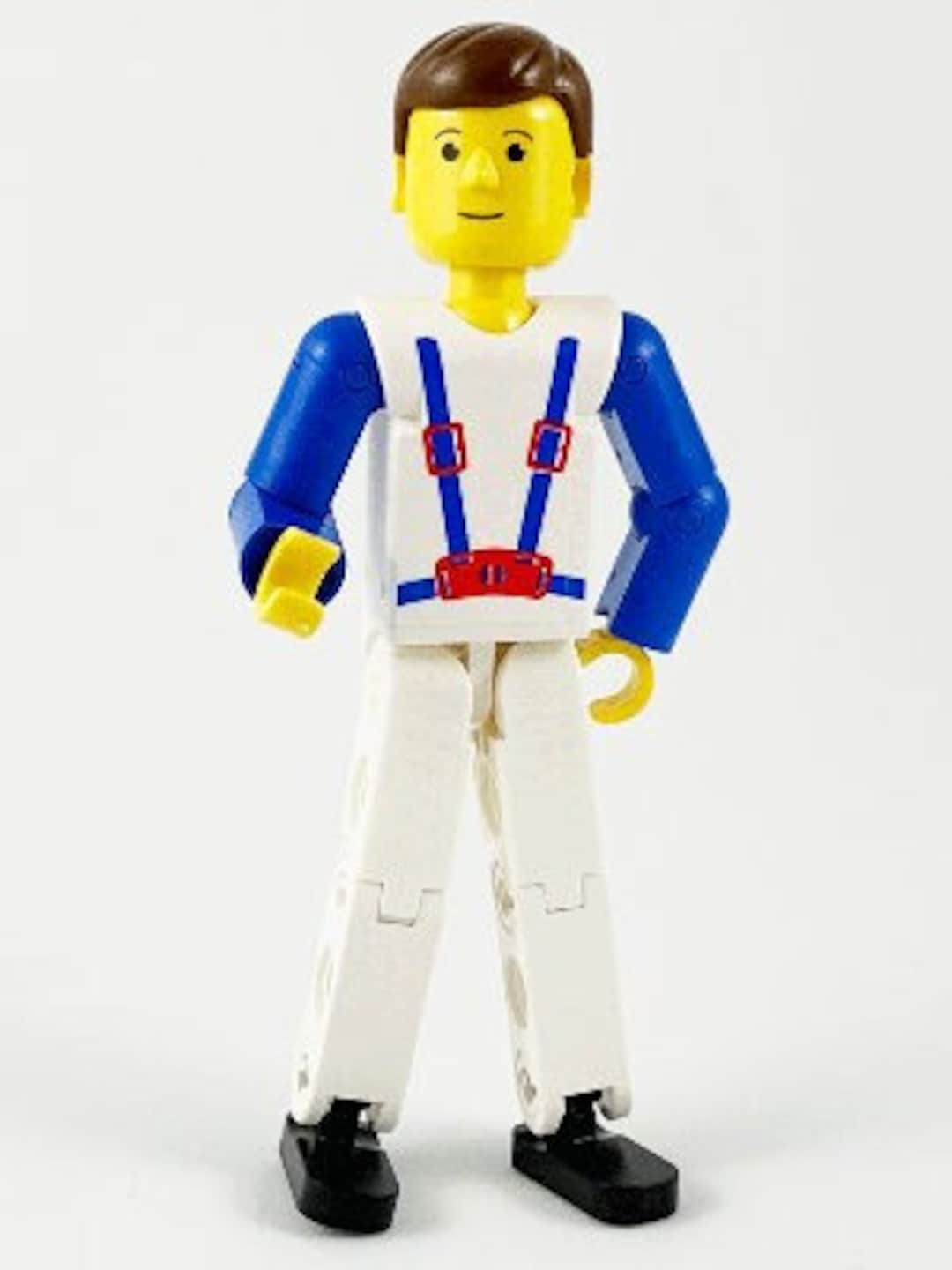 Vintage Lego Technic Figure White Legs, White Top With Blue Suspenders ...