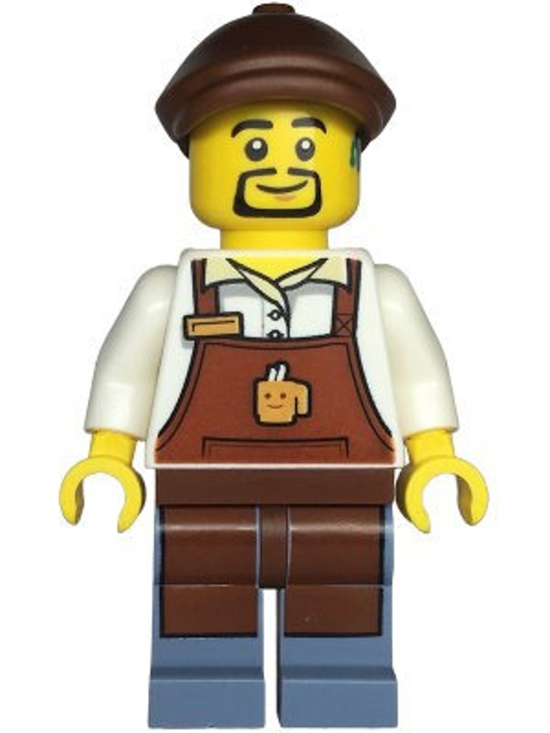 Lego MINIFIGURE Coffee Shop Guy Larry Barista Male, Reddish Brown Apron ...