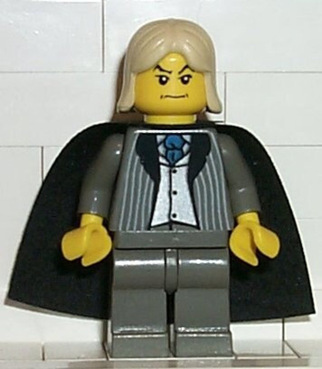Real Lego MINIFIGURE Classic Lucius Malfoy, Dark Gray Suit Torso, Dark ...