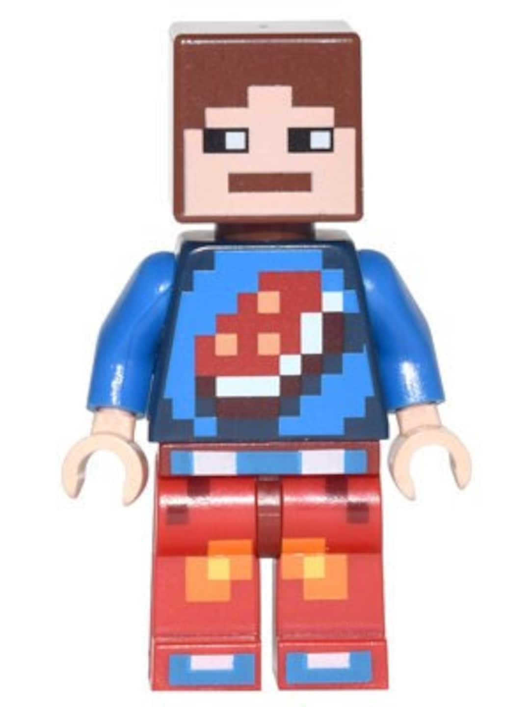 Lego MINIFIGURE Minecraft Skin 7 - Pixelated, Blue Shirt With Porkchop ...
