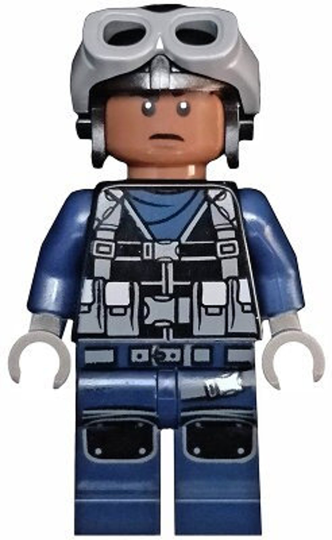 Lego MINIFIGURE ACU Pilot - Male, Black Aviator Cap With Dark Bluish ...