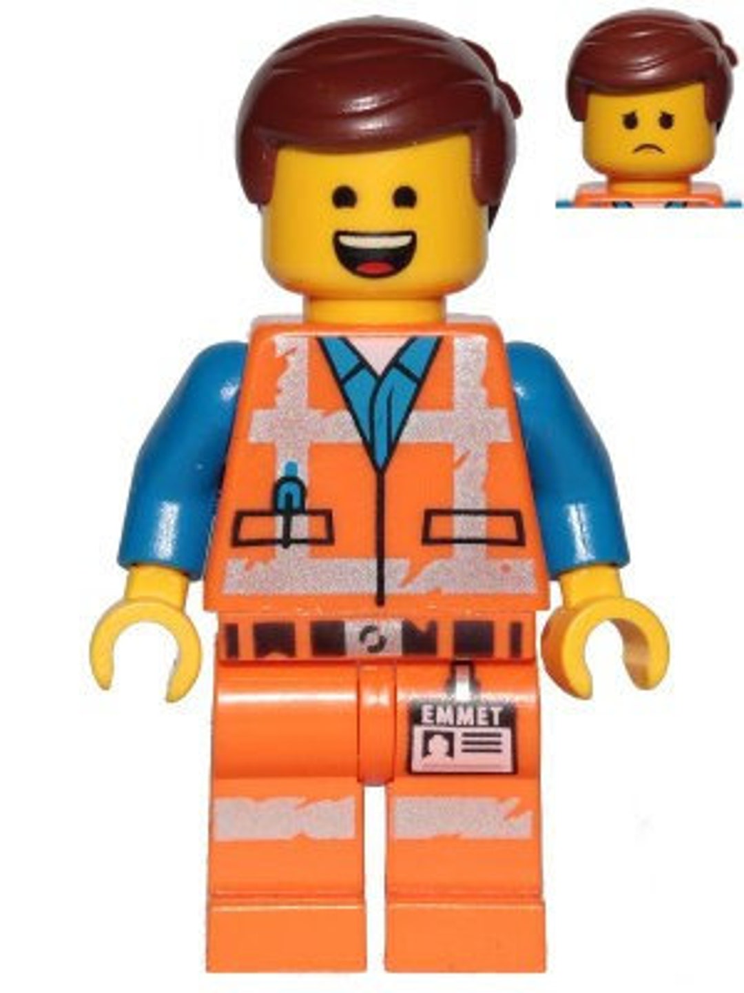 Lego MINIFIGURE Emmet - Wide Smile With Teeth and Tongue / Sad, Worn ...