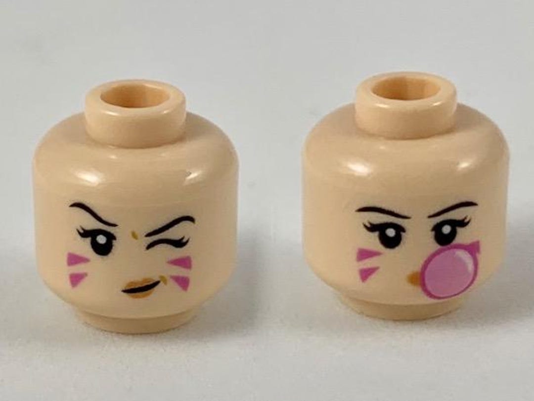 Lego Minifigure, Head Dual Sided Female, Black Eyebrows, Dark Pink ...