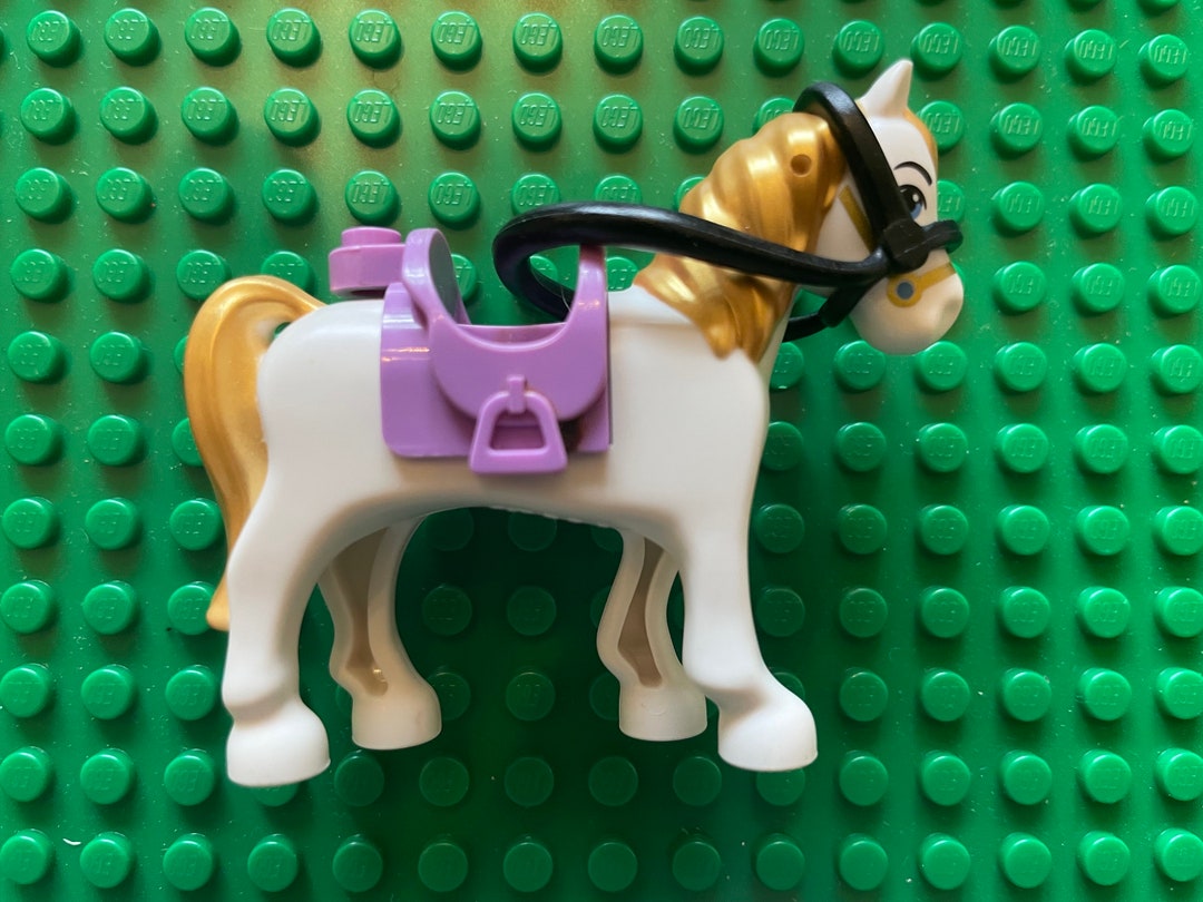 Lego MINIFIGURE Bridle Saddle Horse With 2 X 2 Cutout With Medium Blue ...