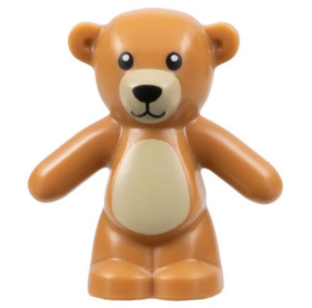 Lego Teddy Bear With Black Eyes, Nose, and Mouth, Tan Stomach and ...