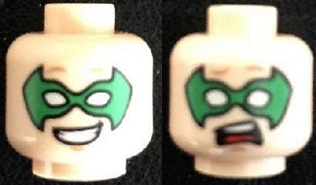 Lego Minifigure, Head Dual Sided Green Eye Mask With Eye Holes, Smile ...