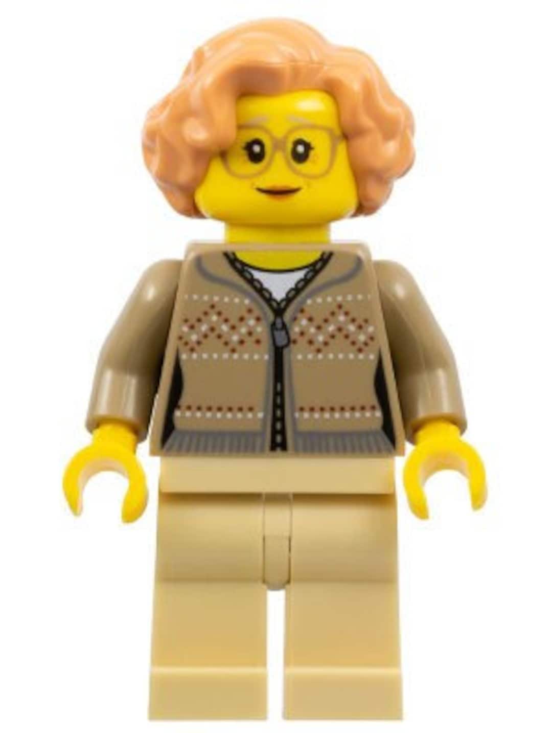 Lego MINIFIGURE Grandmother - Dark Tan Fair Isle Sweater, Tan Legs ...
