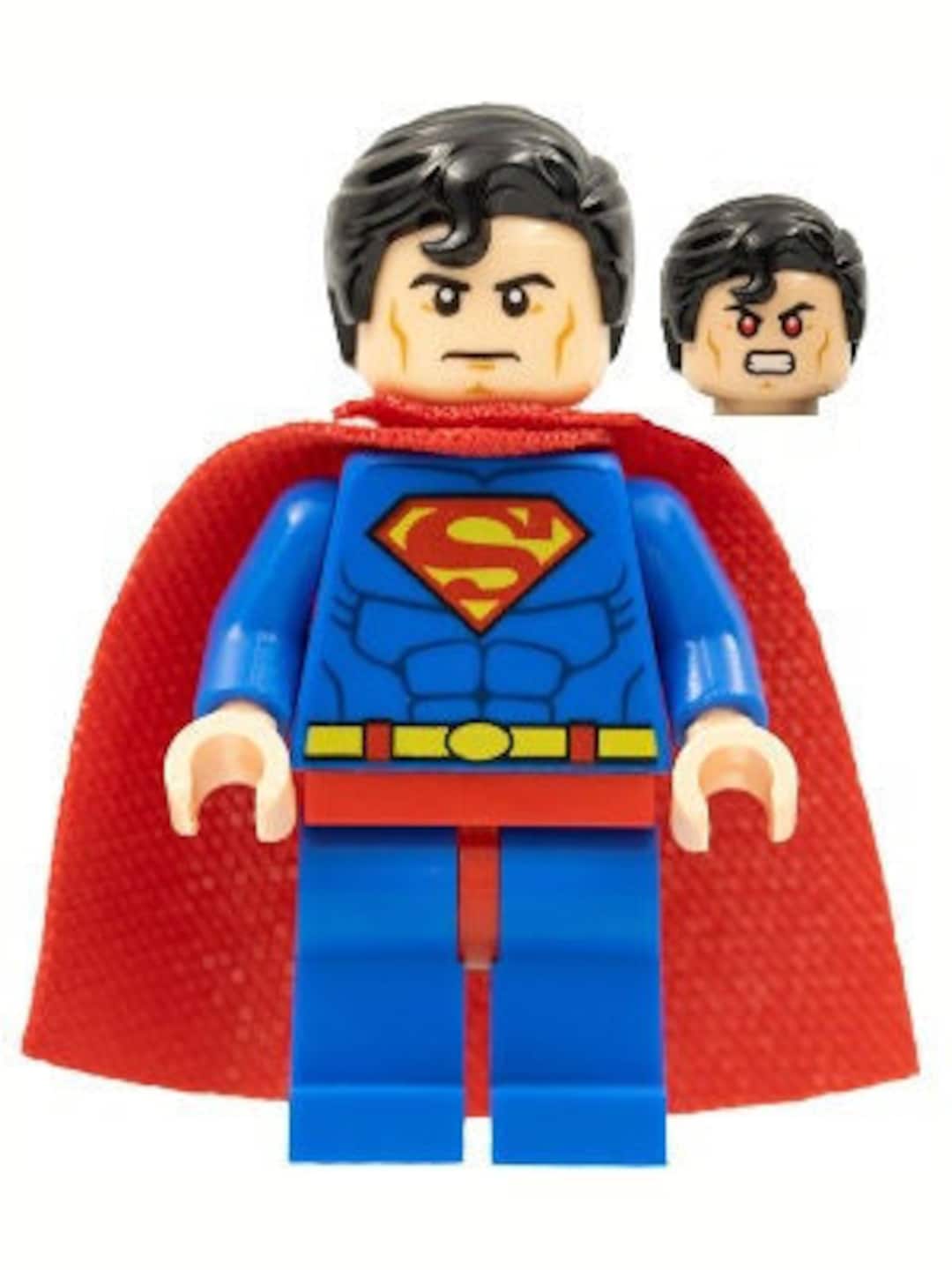 Lego MINIFIGURE Superman - Blue Suit, Dual Sided Head With Red Eyes on ...
