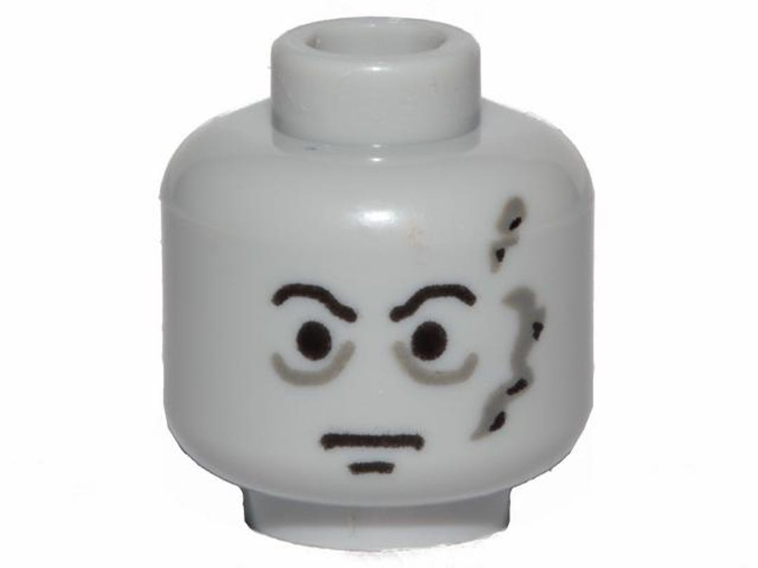 Lego Minifigure, Head Male Scars Gray Left, Black Eyebrows Pattern ...